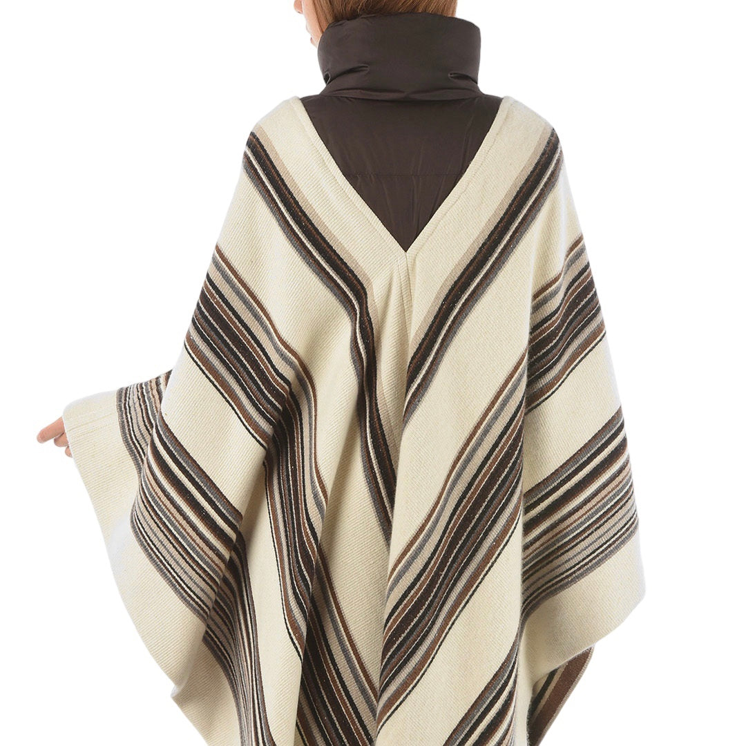 Chloe Padded-Neck Striped Poncho – NAM London
